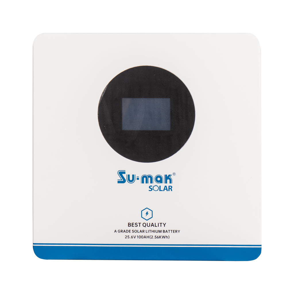 Su-mak Solar Lithium Ion Battery, LiFePO4, 25.6V 100Ah, 2.56kWh, A Gra
